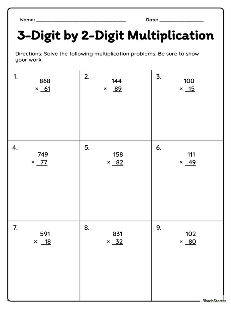 3-Digit by 2-Digit Multiplication Guide | PDF