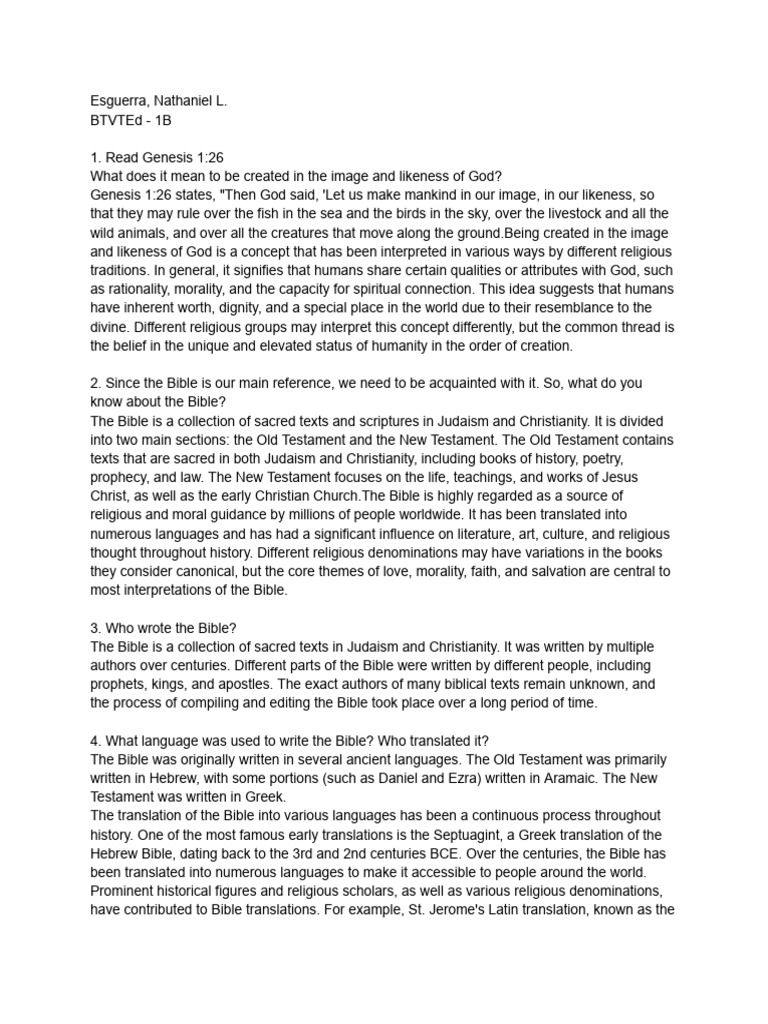 Lesson Plan | PDF | Bible | Bible Translations