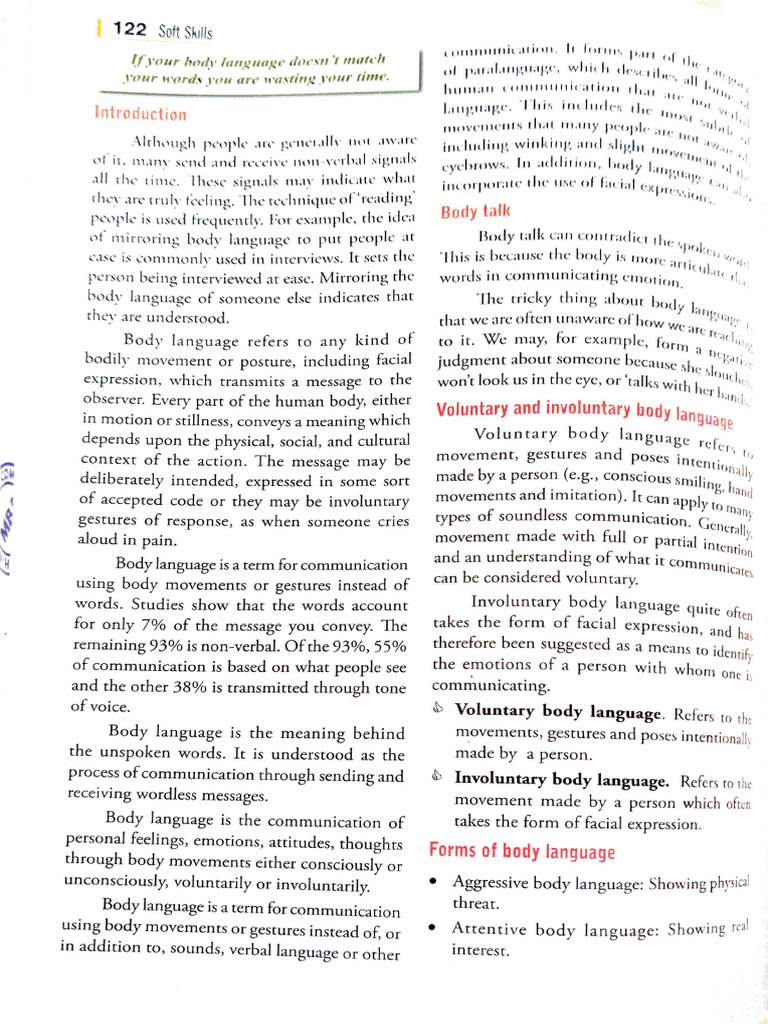 FHS II Chapter 1 Body Language, Etiquette and Manners | PDF