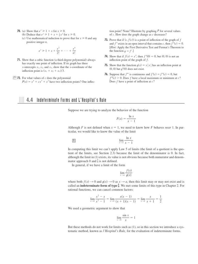 L'Hopital's Rule Stewart Calculus | PDF | Derivative | Trigonometric Functions