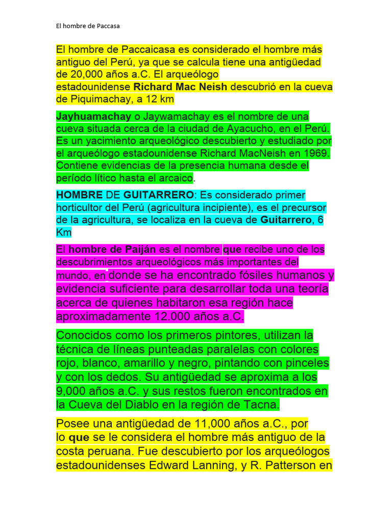 El Hombre de Paccaicasa Es Considerado El Hombre Más Antiguo Del Perú | PDF