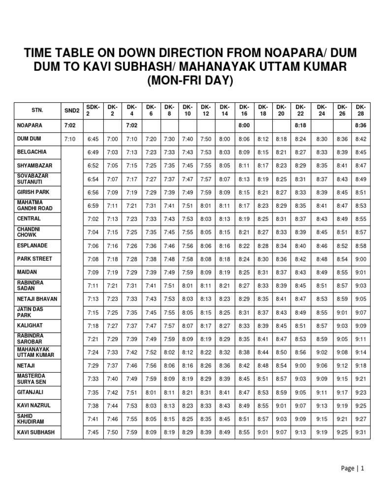 1475671837710-TIME TABLE DOWN DIRECTION Wef 3.10.16 | PDF | Kolkata