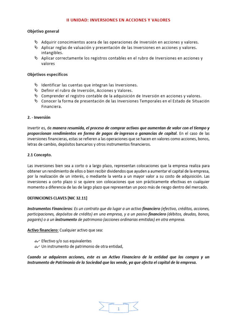 II Unidad Inversión en Acciones y Valores | PDF | Compartir (Finanzas) | Inversiones