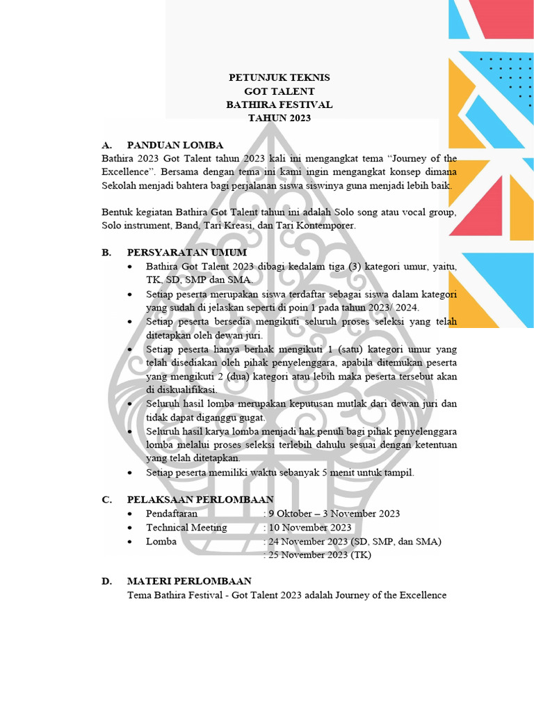 Petunjuk Lomba Got Talent 2023 | PDF