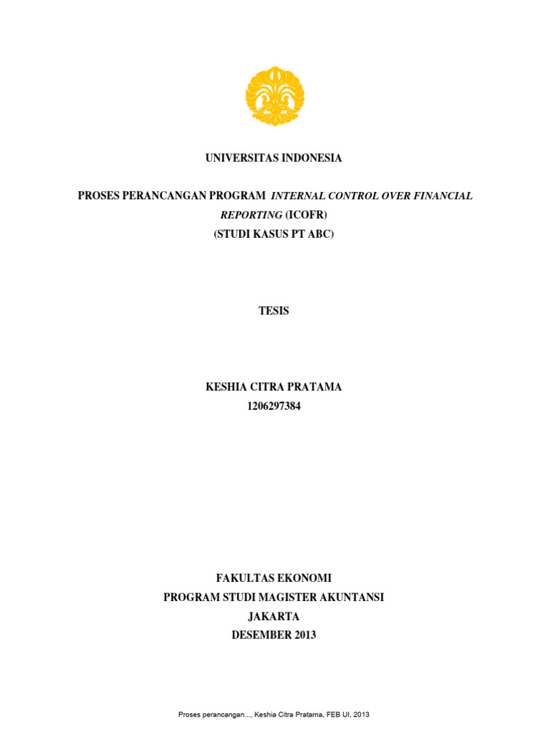 Proses Perancangan Program Internal Control Over Financial Reporting ...