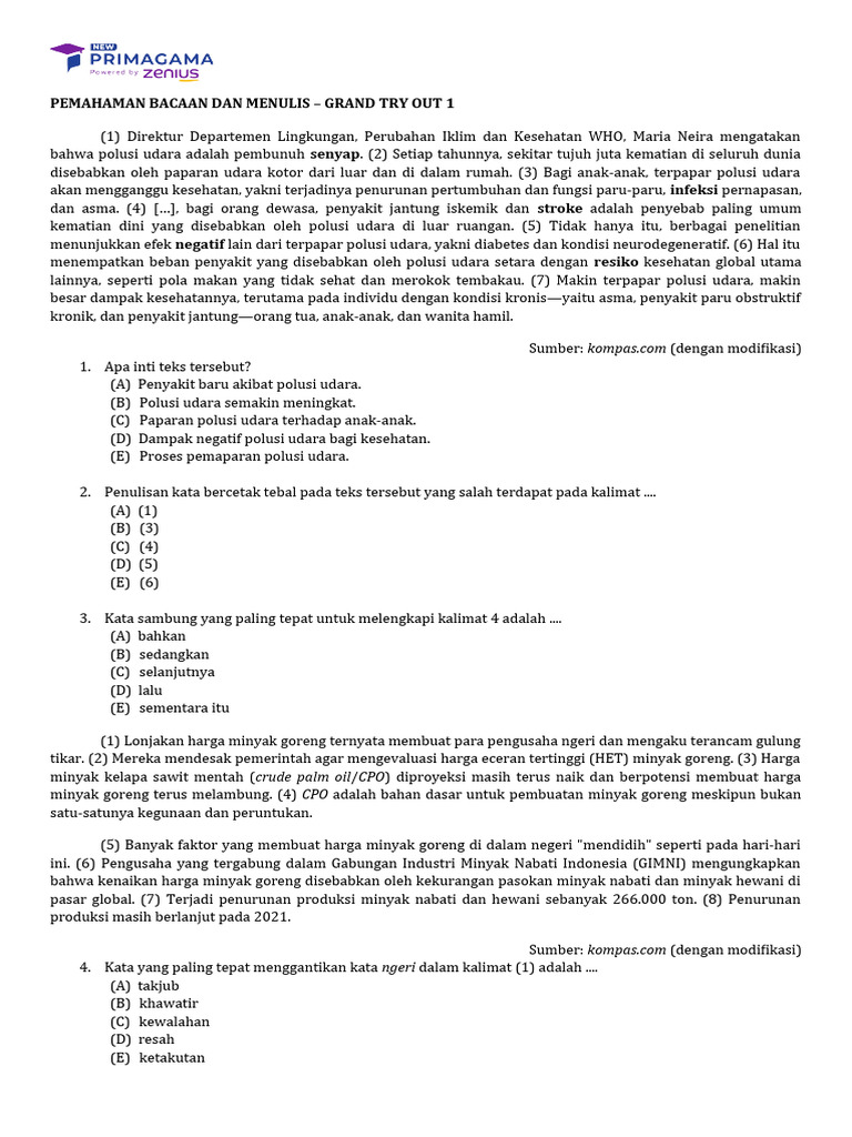 GTO1 - Kemampuan Memahami Bacaan Dan Menulis | PDF