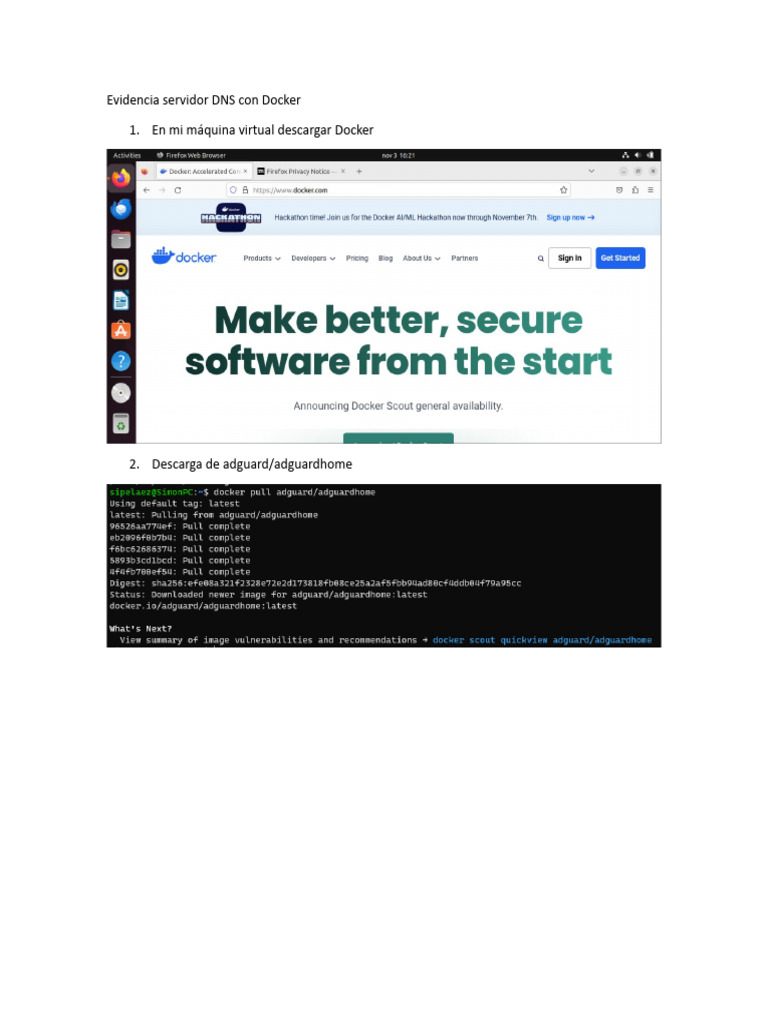 Evidencia Servidor DNS Con Docker | PDF