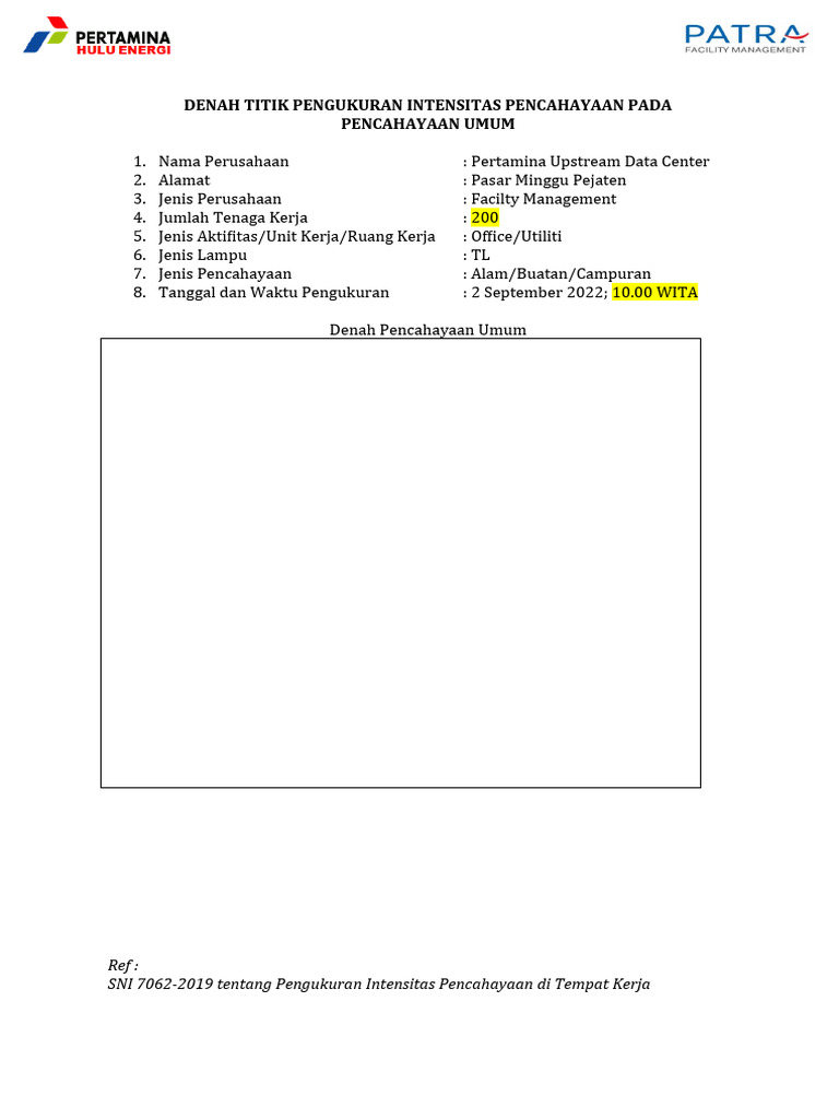Form Pengukuran Pencahayaan | PDF