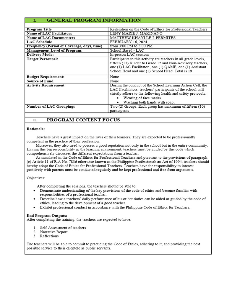 SLAC Code of Ethics Elmer Revised | PDF