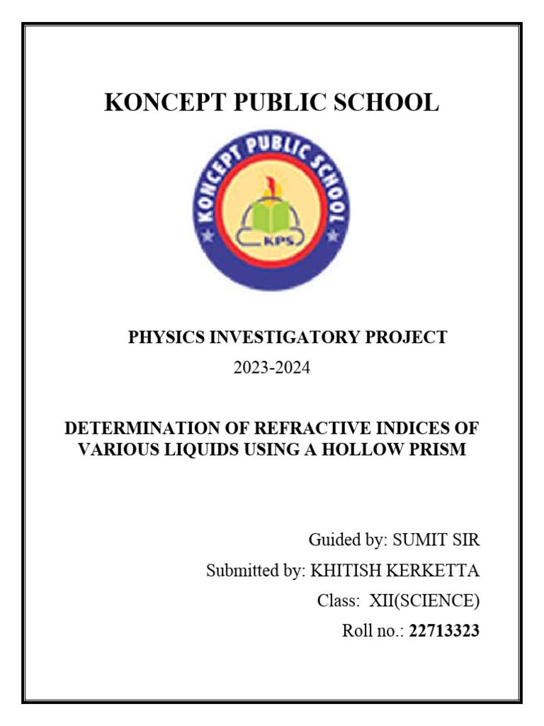 Hollow Prism Physics Investigatory Project Class 12 CBSE | PDF ...