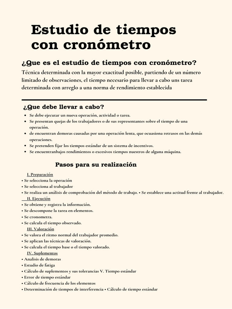 Estudio de Tiempos Con Cronómetro | PDF | Informática