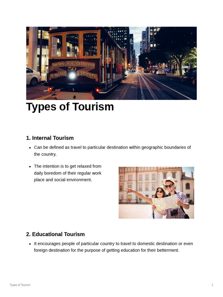 Types of Tourism | PDF | Tourism | Leisure