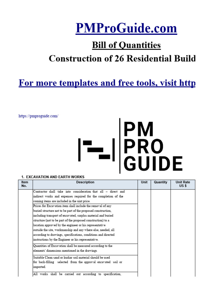 Boq Format For Residential Building | PDF | Concrete | Plumbing
