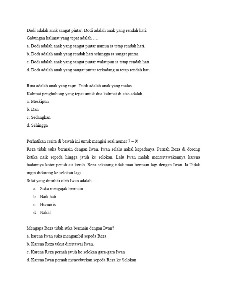 Soal Sumatif Bahasa Indonesia | PDF