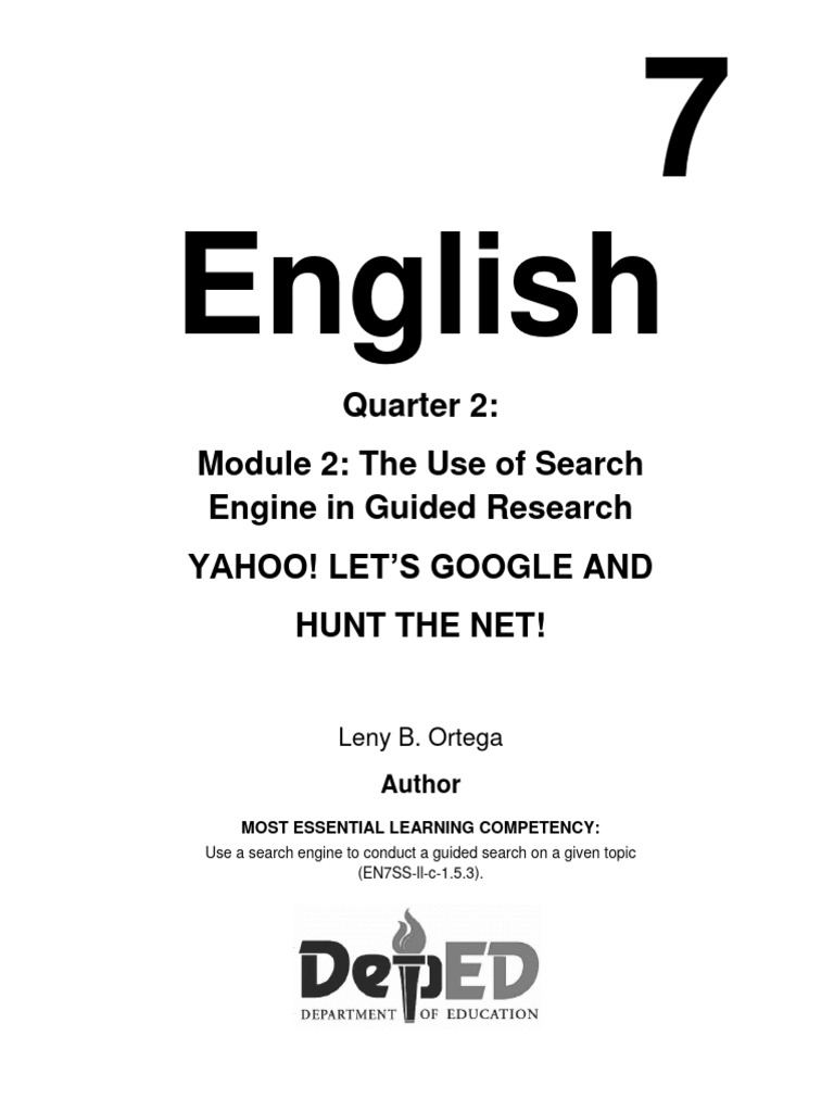 English: Quarter 2: Module 2: The Use of Search Engine in Guided Research Yahoo! Let'S Google ...