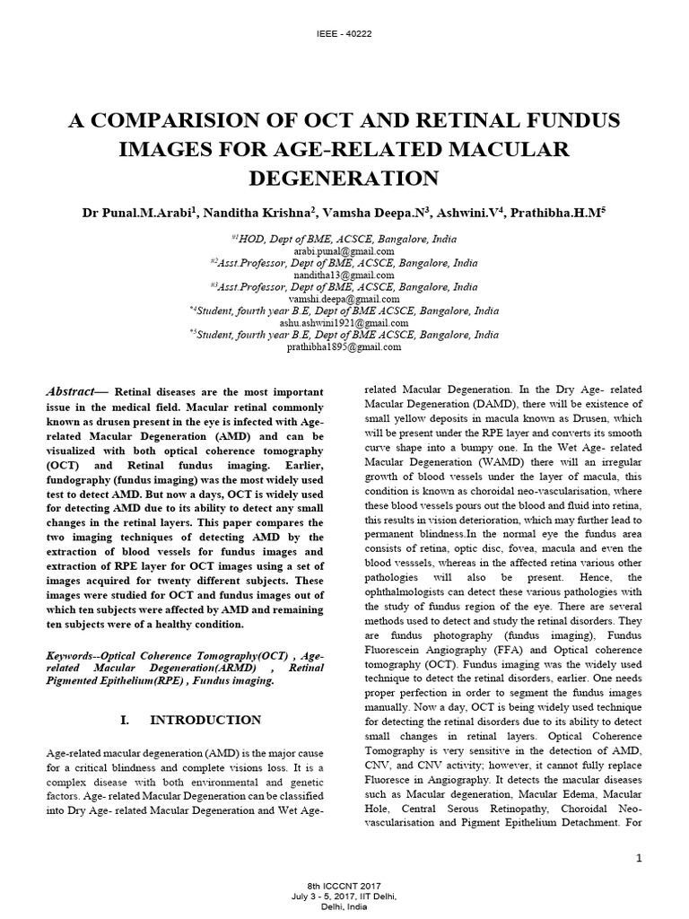 A Comparision of Oct and Retinal Fundus Images For Amd | PDF | Retina ...
