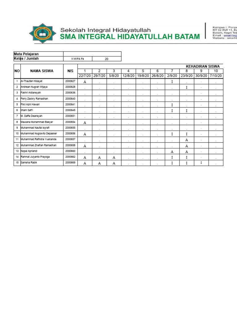DAF NILAI UMUM X MIPA Pa | PDF