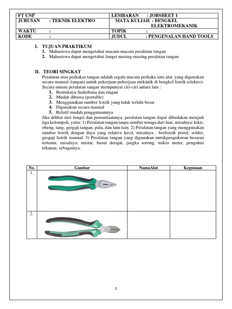 Pengenalan Hand Tools | PDF