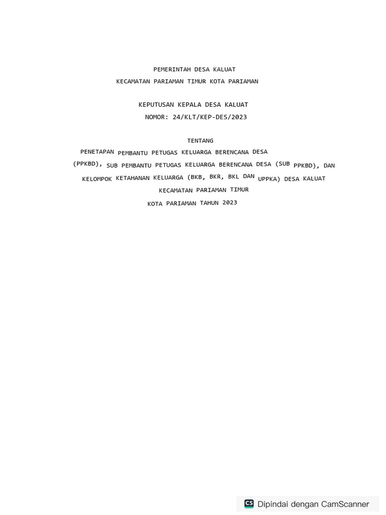 SK PPKBD, SUB PPKBD Dan Kelompok Ketahanan Keluarga | PDF