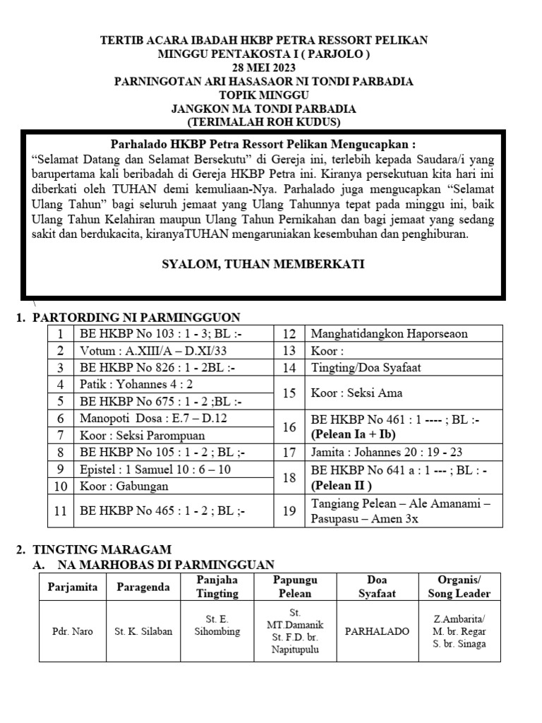 Tertib - Acara - Ibadah - HKBP - Petra - Ressort - Pelikan - 28 Meil ... Tertib - Acara - Ibadah - HKBP - Petra - Ressort - Pelikan - 28 Meil ...