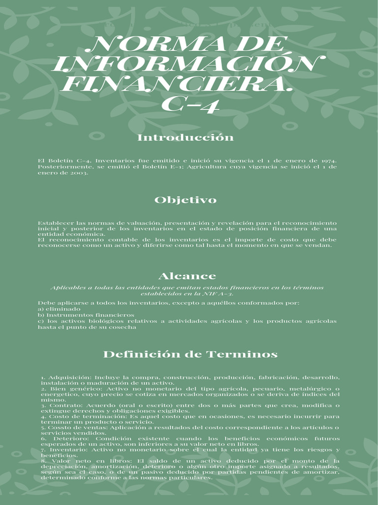 NIF C-4 Infografia | PDF | Valoración (Finanzas) | Economía Financiera