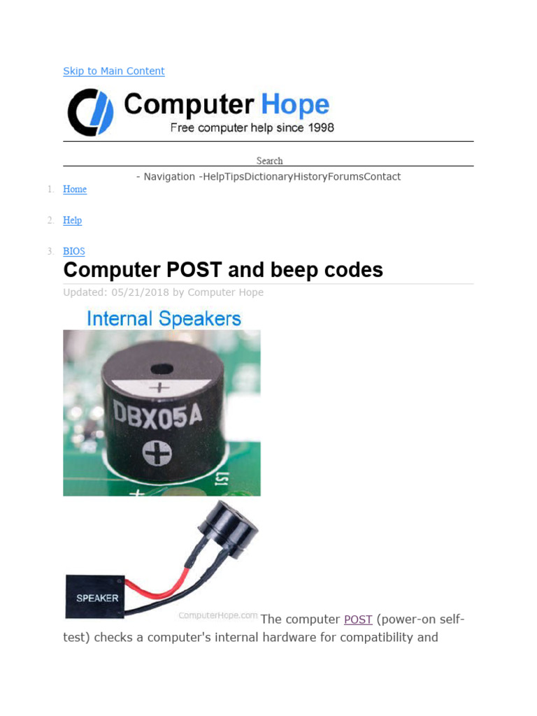 Beeping | PDF | Bios | Booting