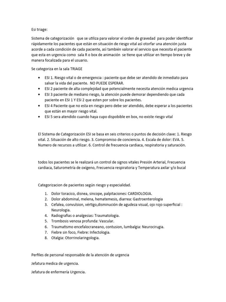 Esi Triage | PDF | Medicina CLINICA | Epidemiología
