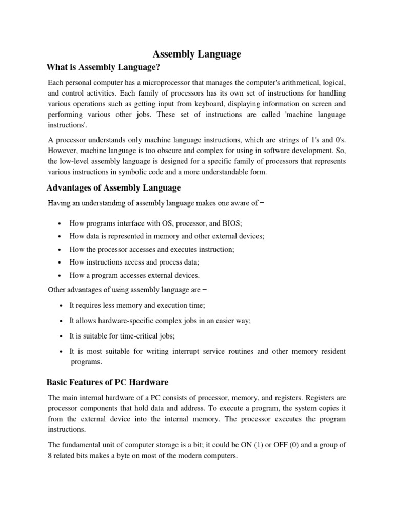 Assembly Language | PDF | Assembly Language | Central Processing Unit