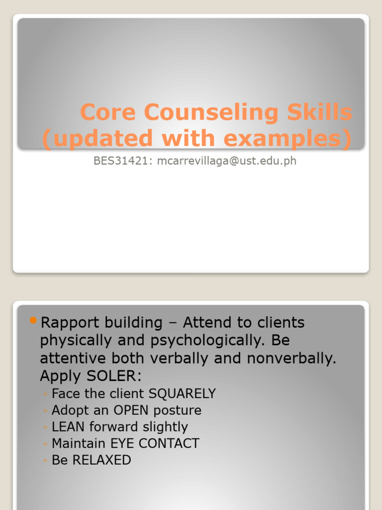 Core Counseling Skills Exemplified | PDF | Nonverbal Communication ...