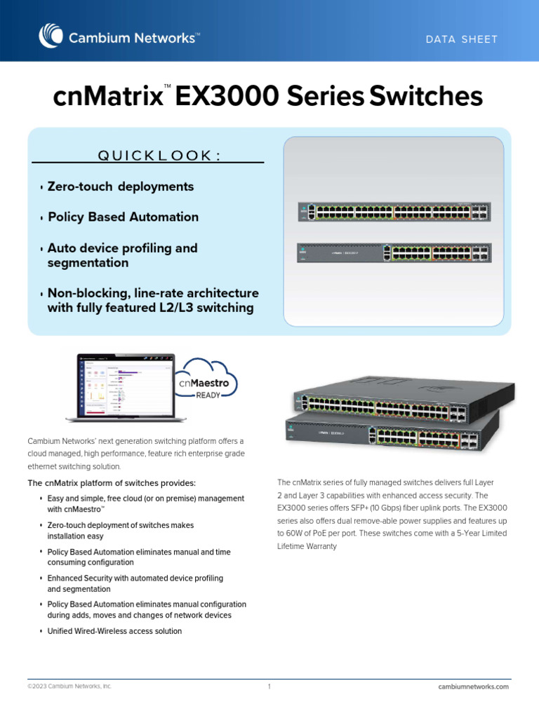 Cambium Networks Data Sheet Cnmatrix EX3000 Series Switches | PDF | Transport Layer Security ...