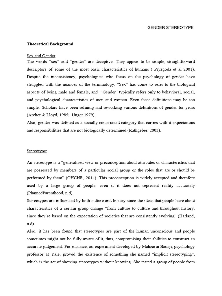 Final Project General Psychology PDF Stereotypes Gender