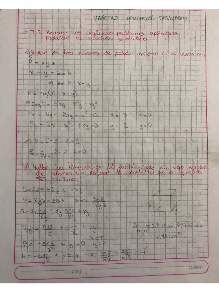 Practico Aplicaciones de Derivadas Elda | PDF