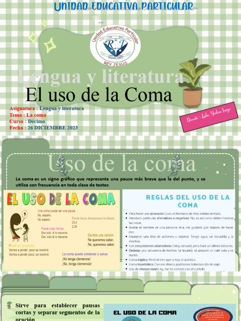Uso y funciones de la coma en textos | PDF