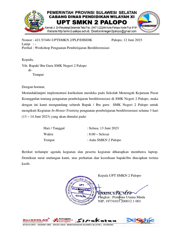 Undangan Workshop Pembelajaran Berdiferensiasi | PDF