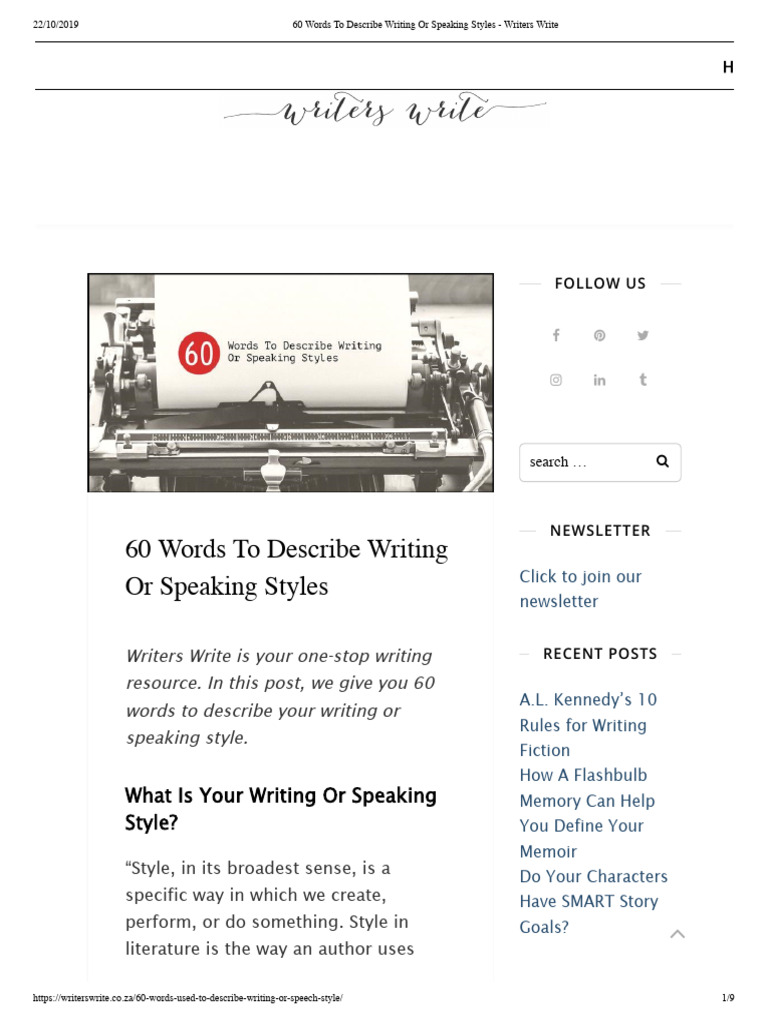 60 Words to Describe Writing Styles | PDF | Writing | Human Communication