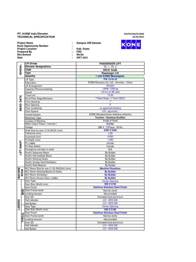 Spesifikasi Lift | PDF | Elevator | Door