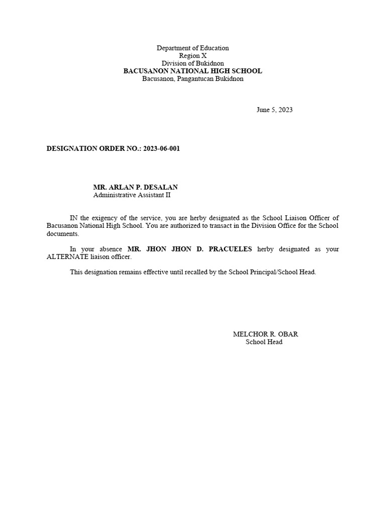 Designation Order | PDF