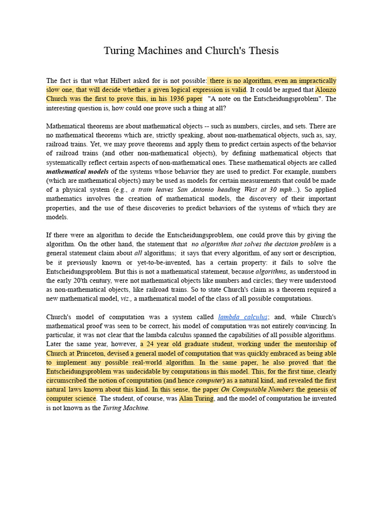 Turing Machines | PDF | Algorithms | Mathematics