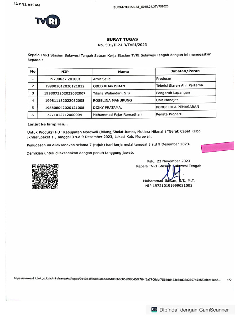 Contoh SURAT TUGAS | PDF