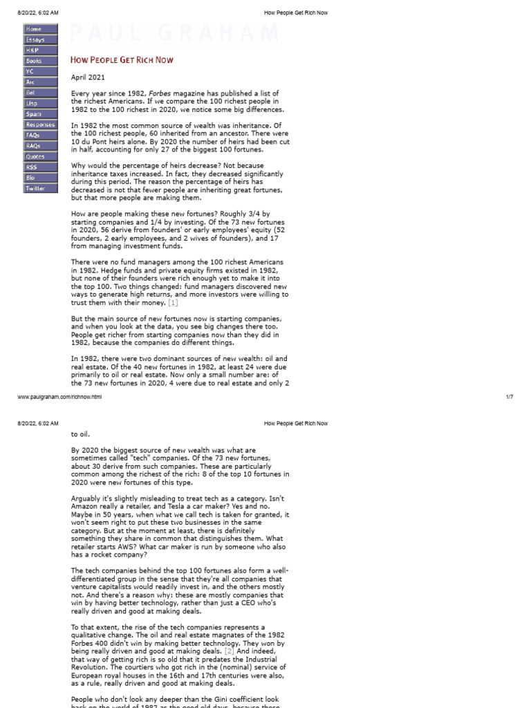 How People Get Rich Now | PDF | Inheritance | Startup Company