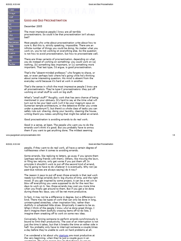 Good and Bad Procrastination | PDF | Procrastination | Professional Skills