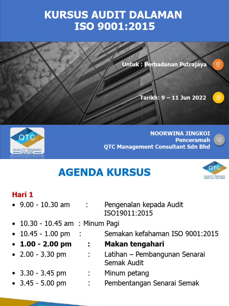 Siri 1 Nota Kursus Audit Dalaman Iso 9001 2015 PPJ | PDF