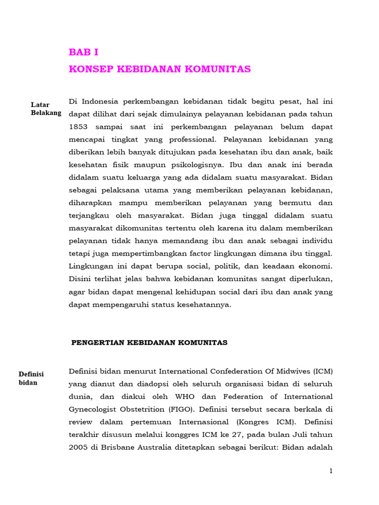 Konsep Dasar Kebidanan Komunitas | PDF