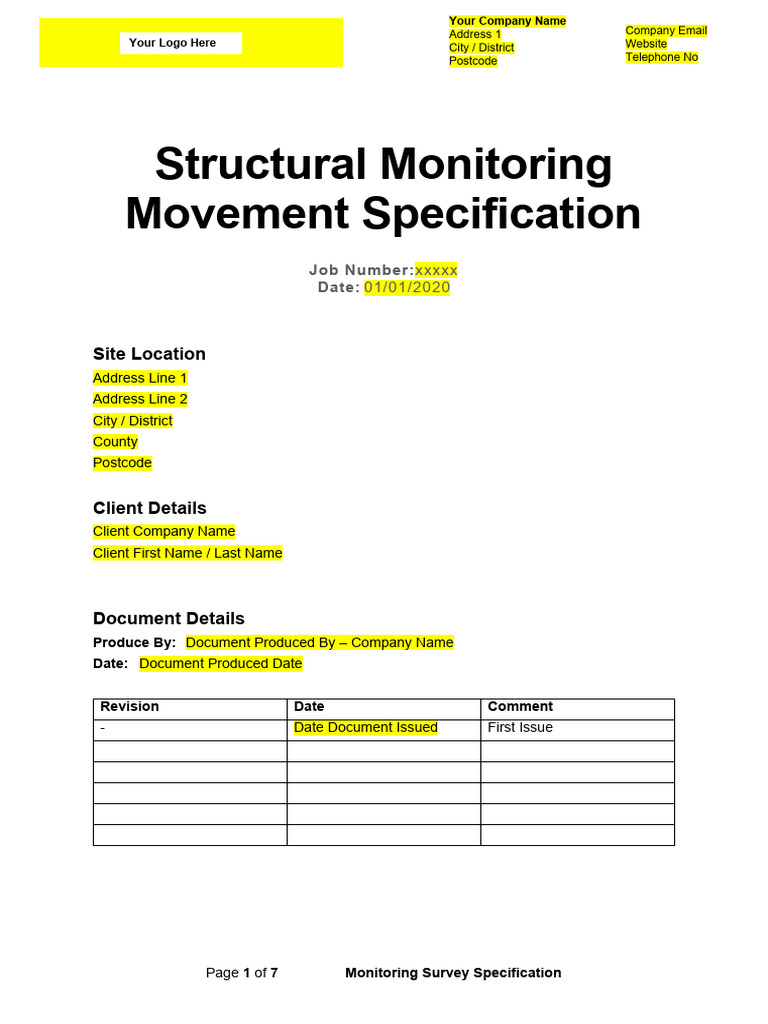 Building Movement Monitoring Specification | PDF | Computing