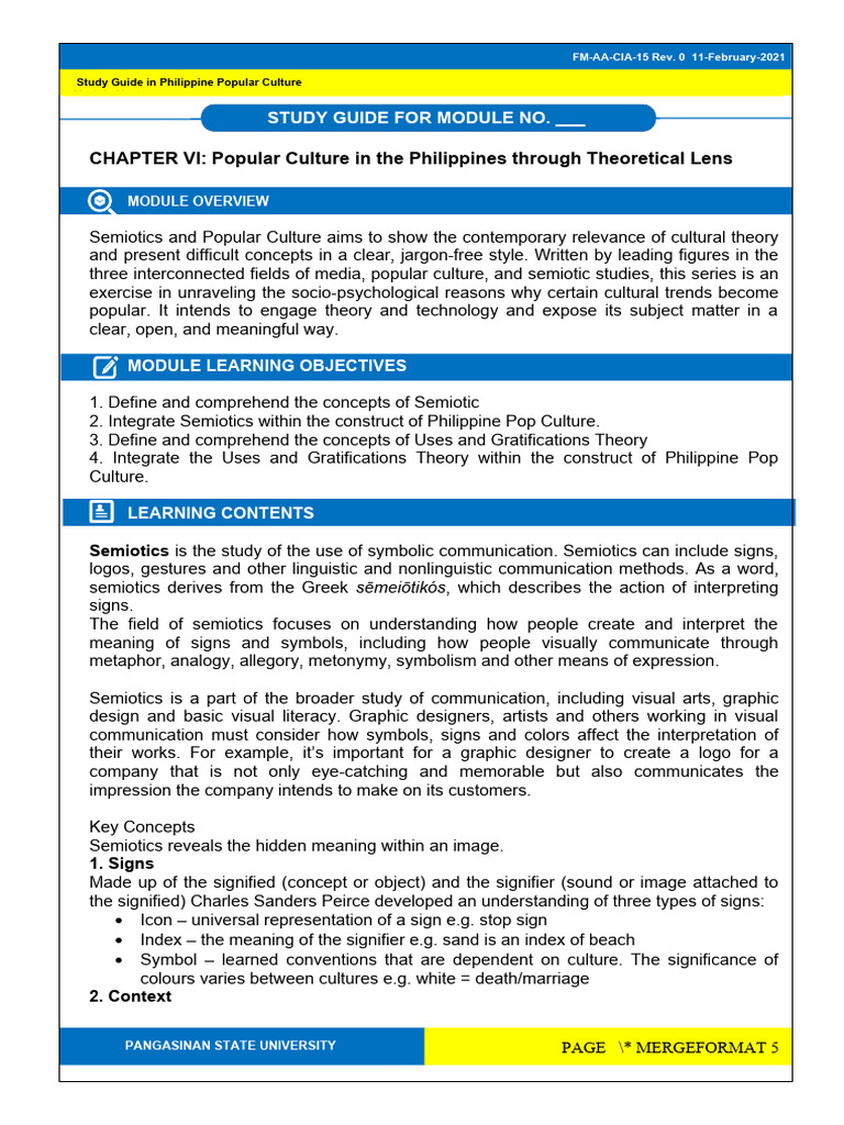 GEE 3 MODULE 6 Popular Culture in The Philippines Through Theoritical ...