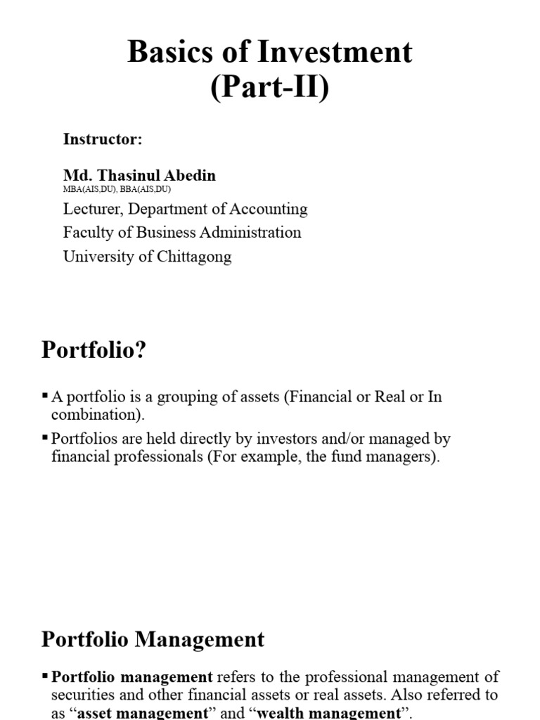 Basics of Investment (Part-II) | PDF | Investment Management | Investing