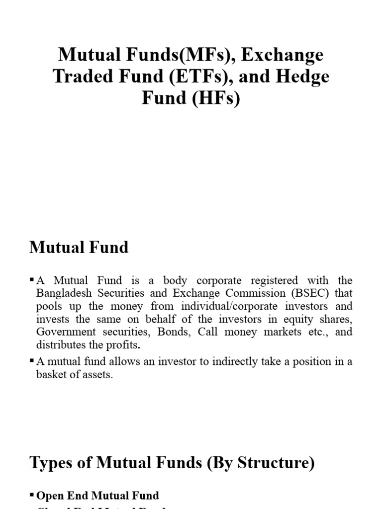 Mfs, Etfs, Hfs | PDF | Investment Fund | Mutual Funds