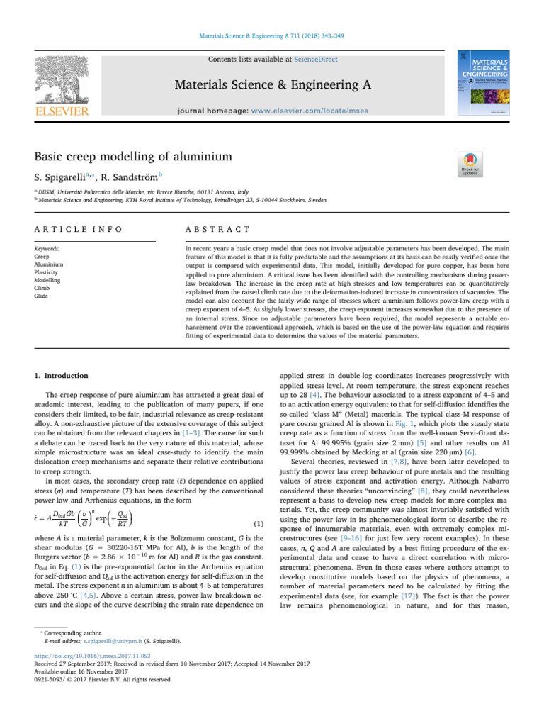 Basic Creep Modelling of Aluminium | PDF | Creep (Deformation) | Dislocation