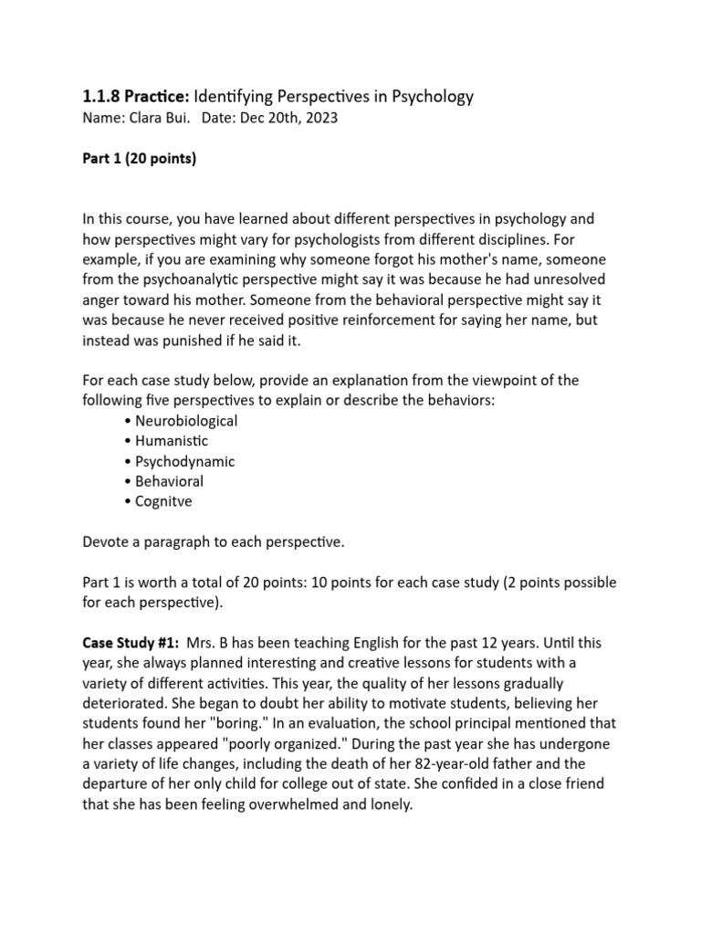 1.1.8 Practice AP Psychology | PDF | Punishments | Thought