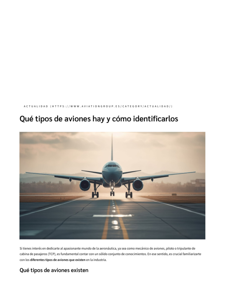 Qué Tipos de Aviones Hay y Cómo Identificarlos | PDF | Aeronave | Avión ...